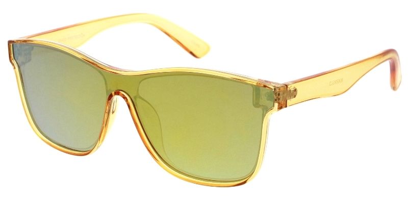 80689GLD Plastic Large Gold Square Shield Frame w/ Gold Mirror Lens (S ...
